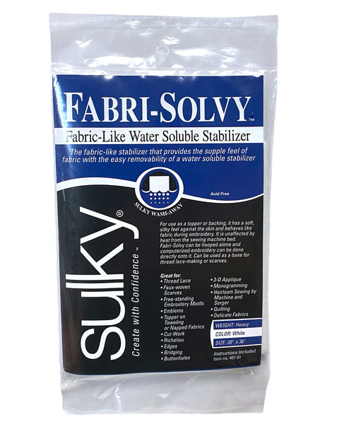 SULKY Fabri-Solvy Water Soluble Stabilizer – Sewing Supply Depot